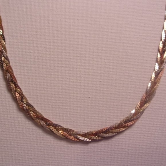 Vintage | Jewelry | Vintage Tri Color Braided Chain Necklace 2 L | Poshmark